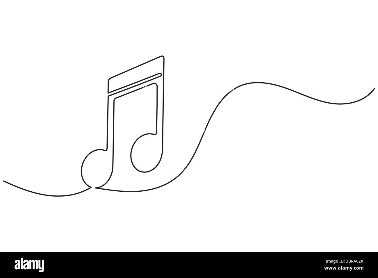 Music notes continuous one line drawing on white background minimalist ...