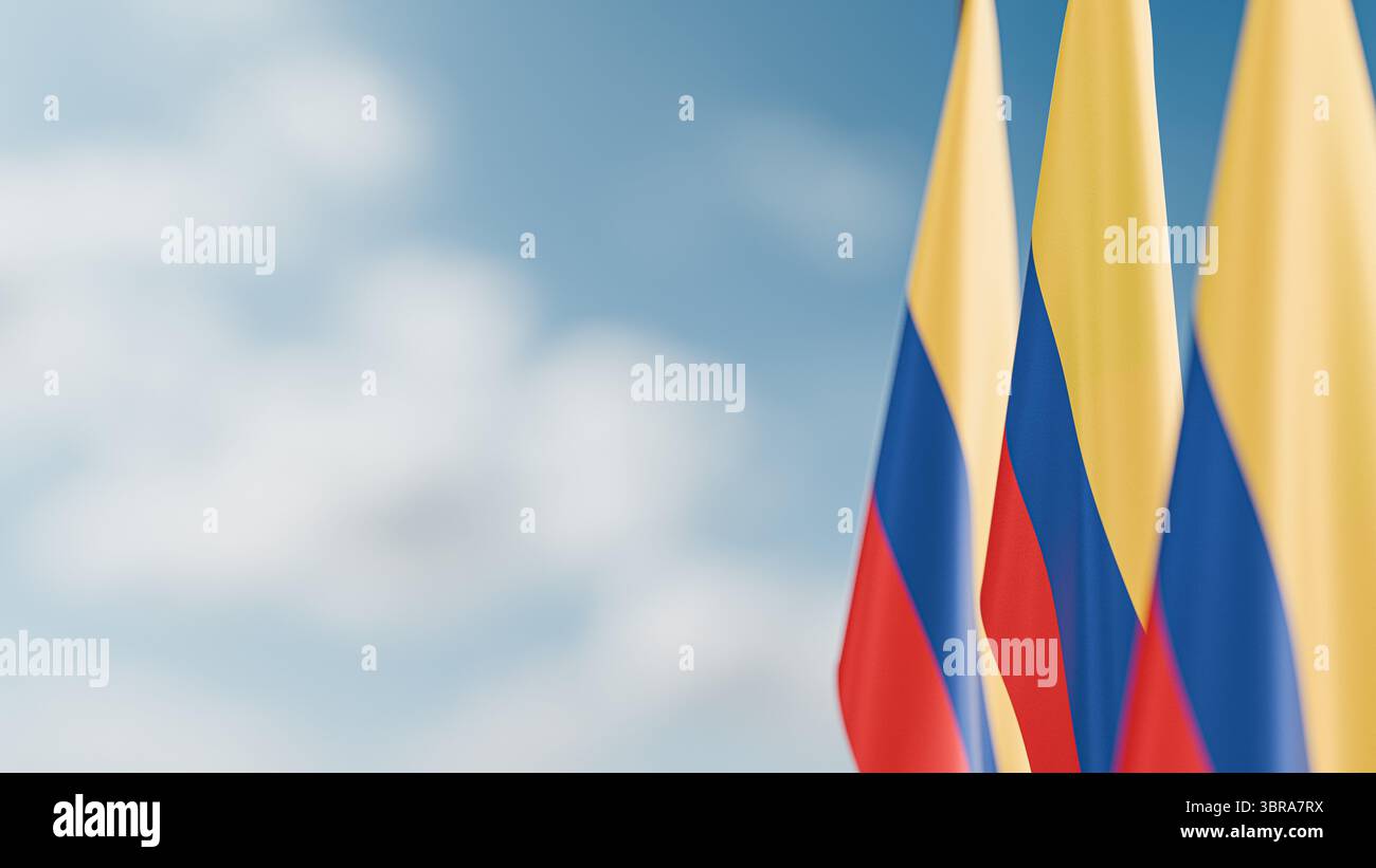 Three Flags of Colombia, Hanging Decoratively From a Flagpole Stock ...