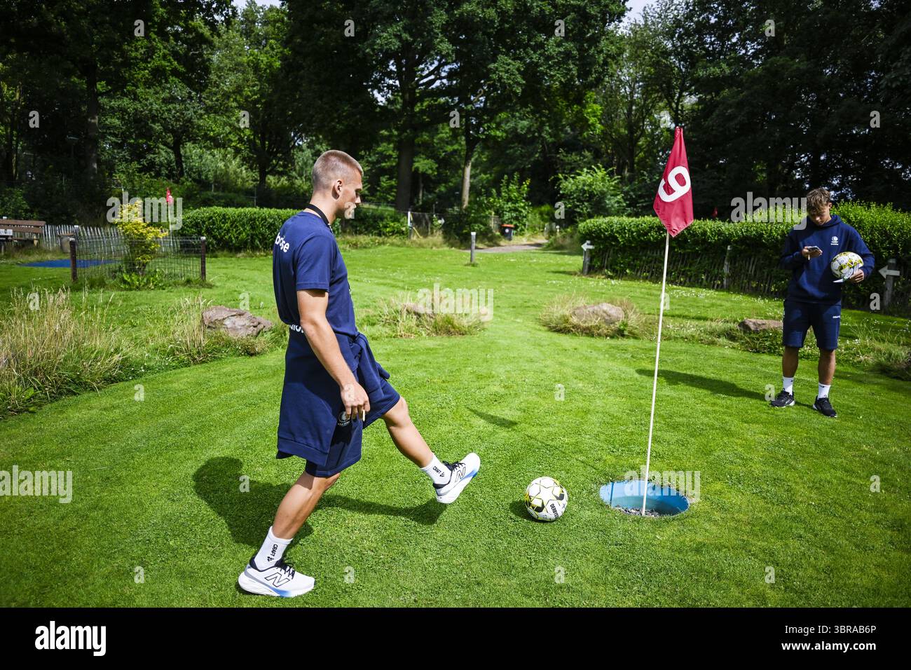 Gent's Bram Lagae pictured in action during a team building activity of ...