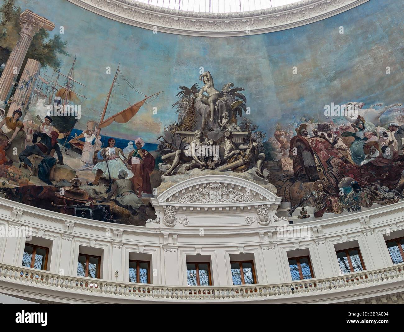 France, Paris - April 14, 2025: Historic Dome Mural With Maritime Scene ...