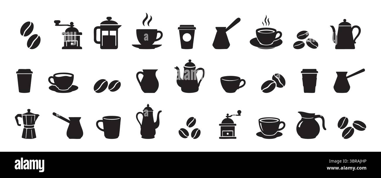 Drinks cups set Black and White Stock Photos & Images - Alamy