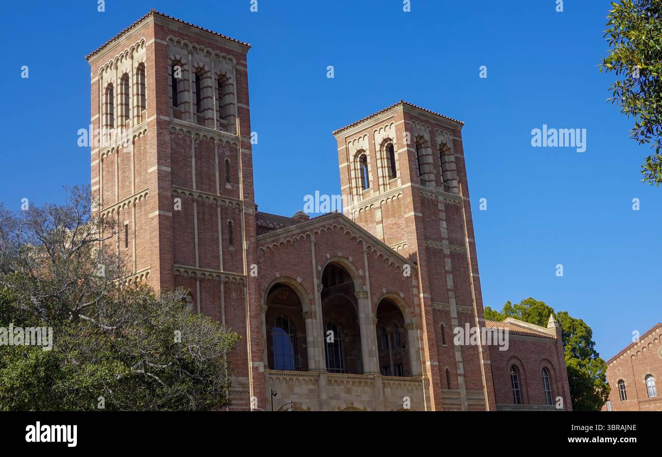 Royce Hall Towers against Ultramarine Sky Stock Photo - Alamy