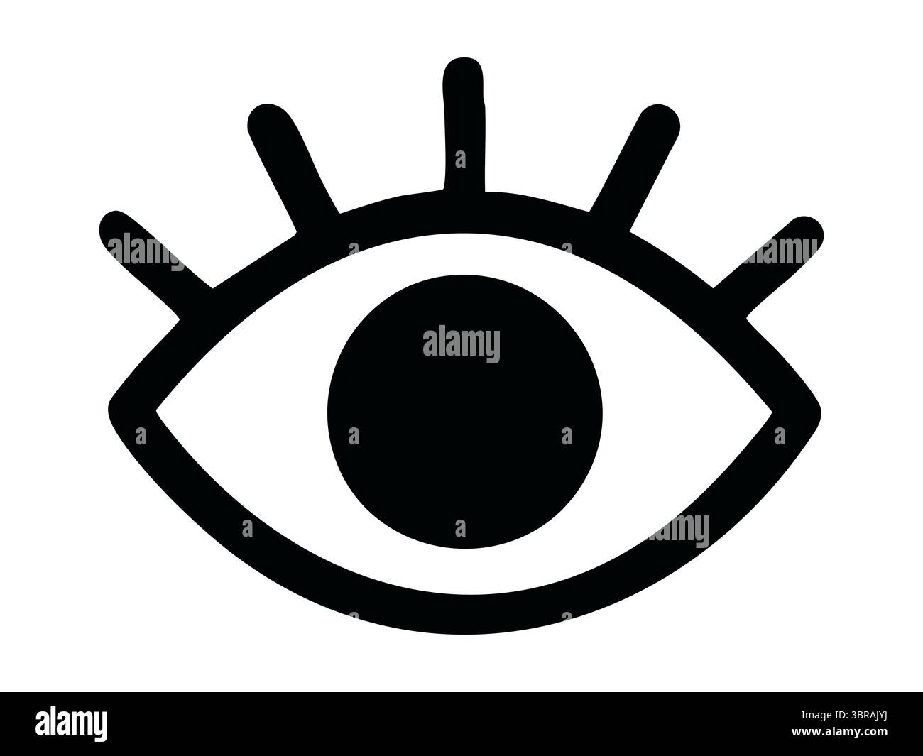 Black silhouette of stylized eye with eyelashes, isolated on white ...