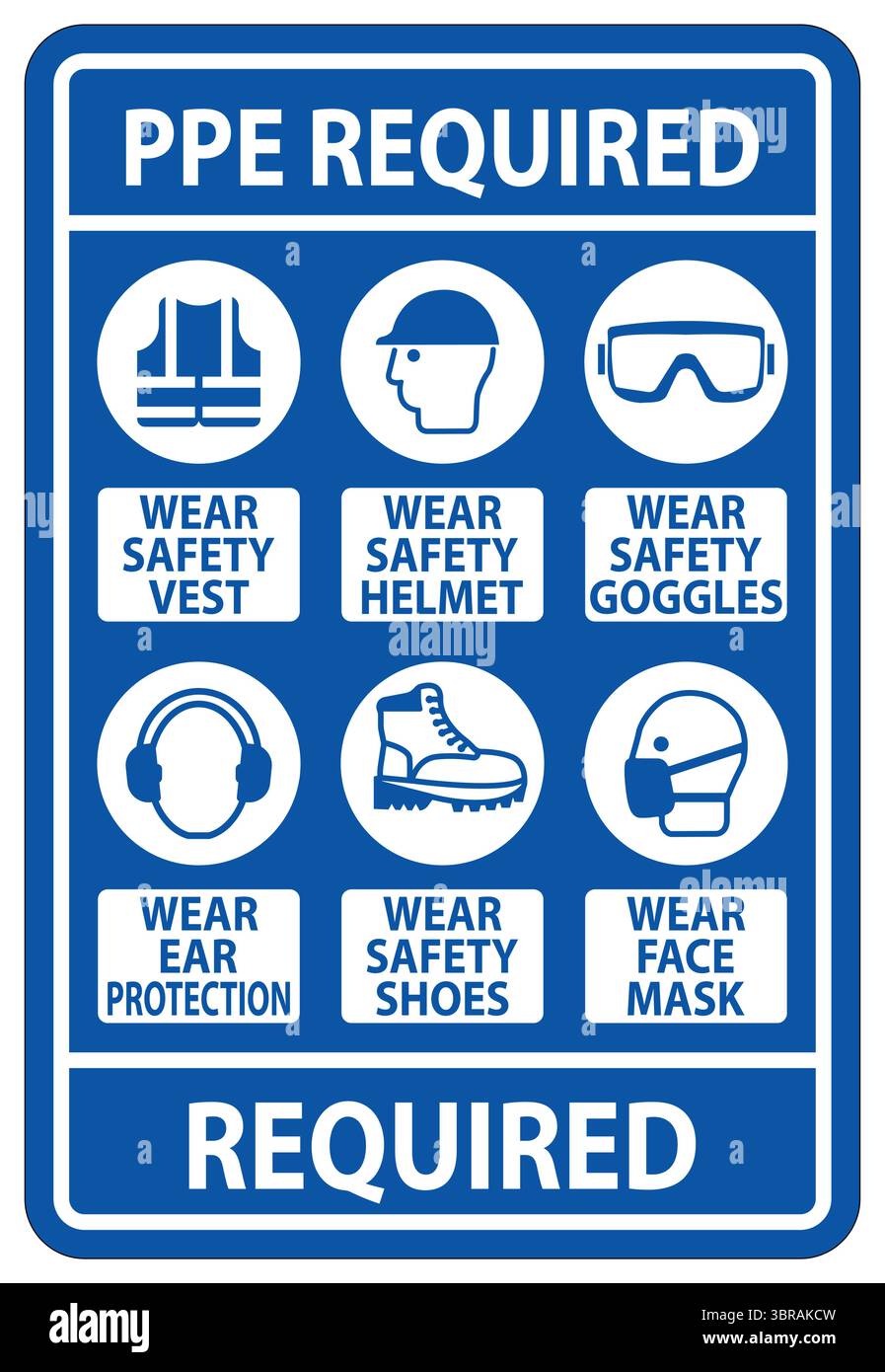 This image showcases a mandatory PPE signage featuring various ...