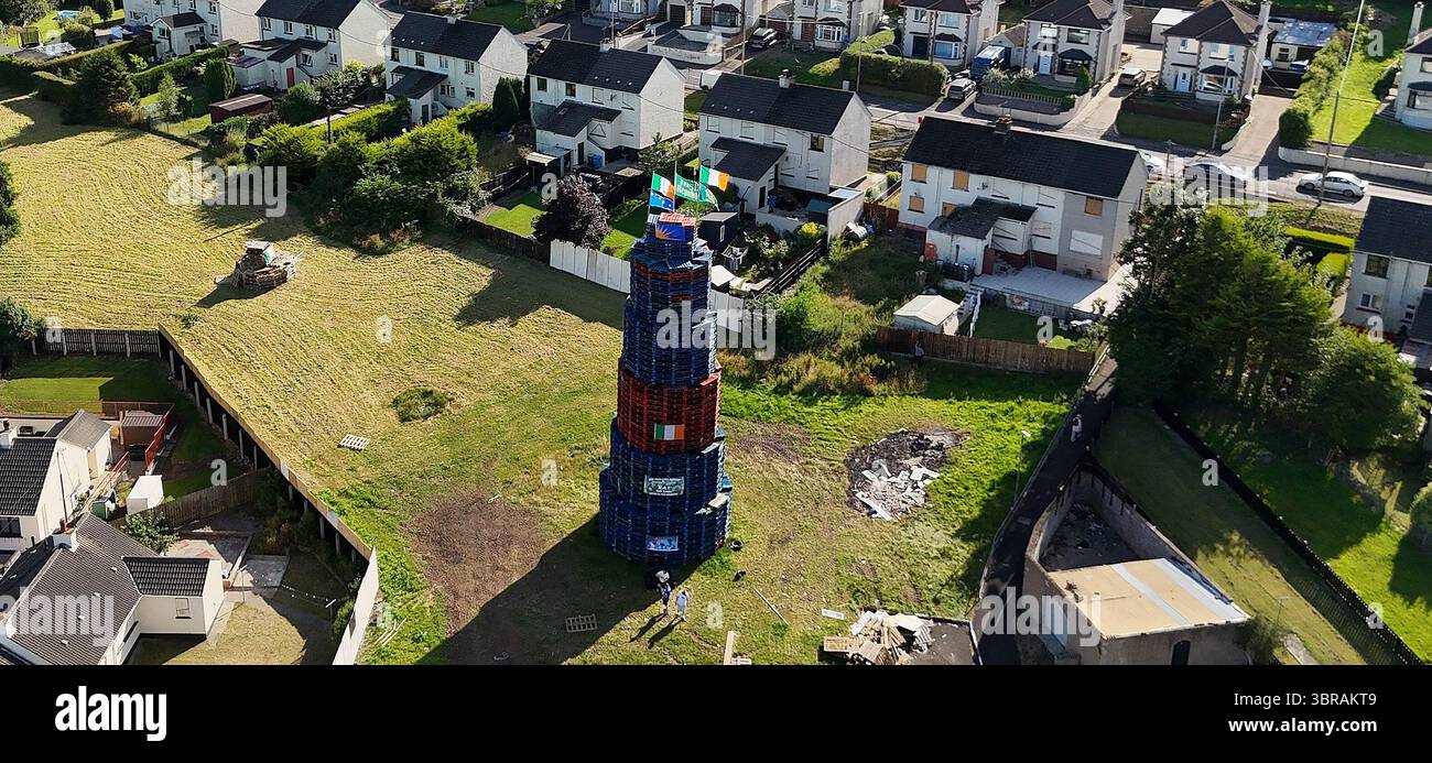A bonfire in Eastvale Avenue in Dungannon Co Tyrone, which features a ...
