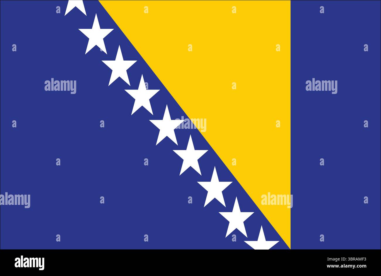 National flag of bosnia and herzegovina with white stars on blue and ...
