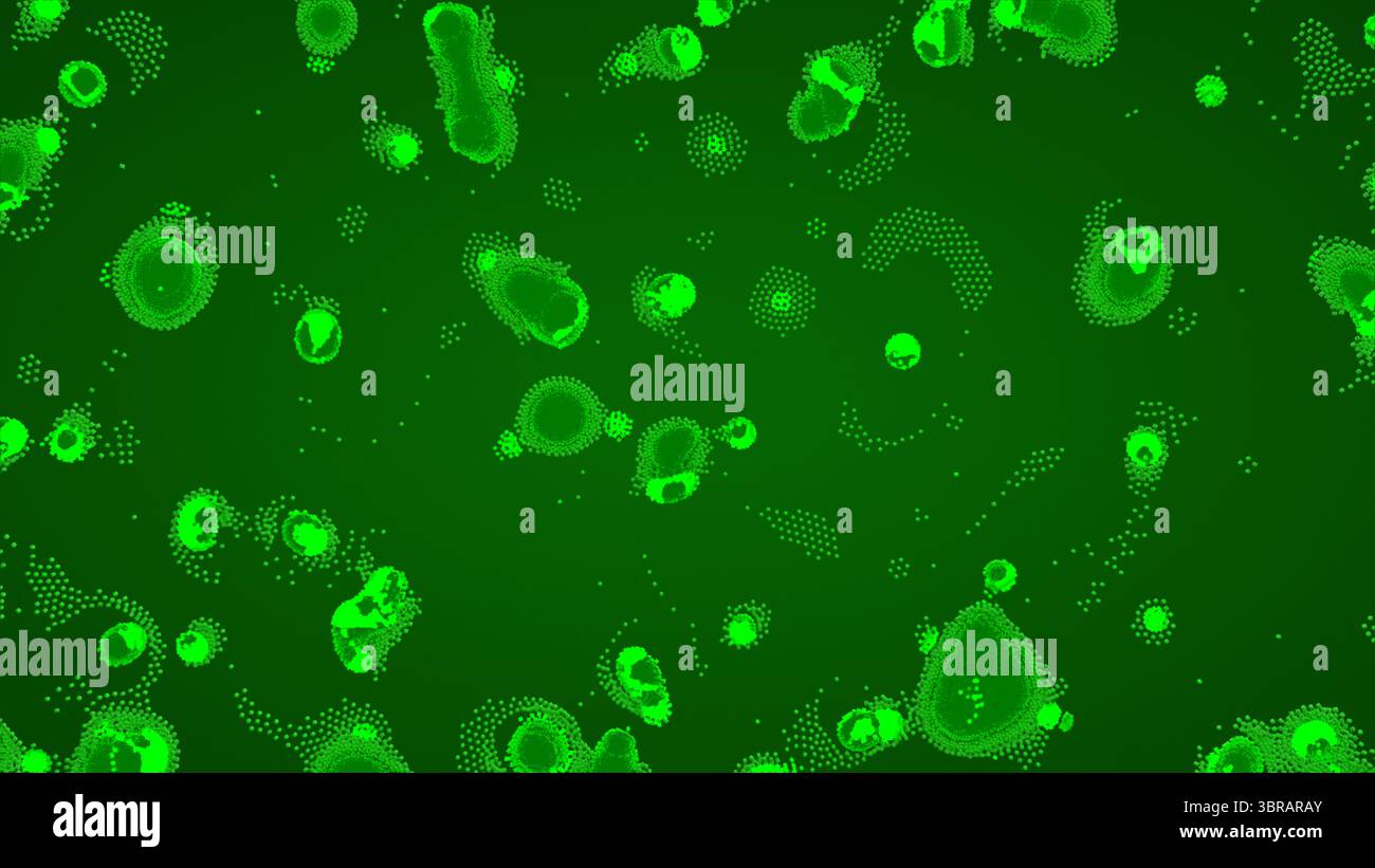 Microscopic simulation showing pathogenic bacterial colonies spreading ...