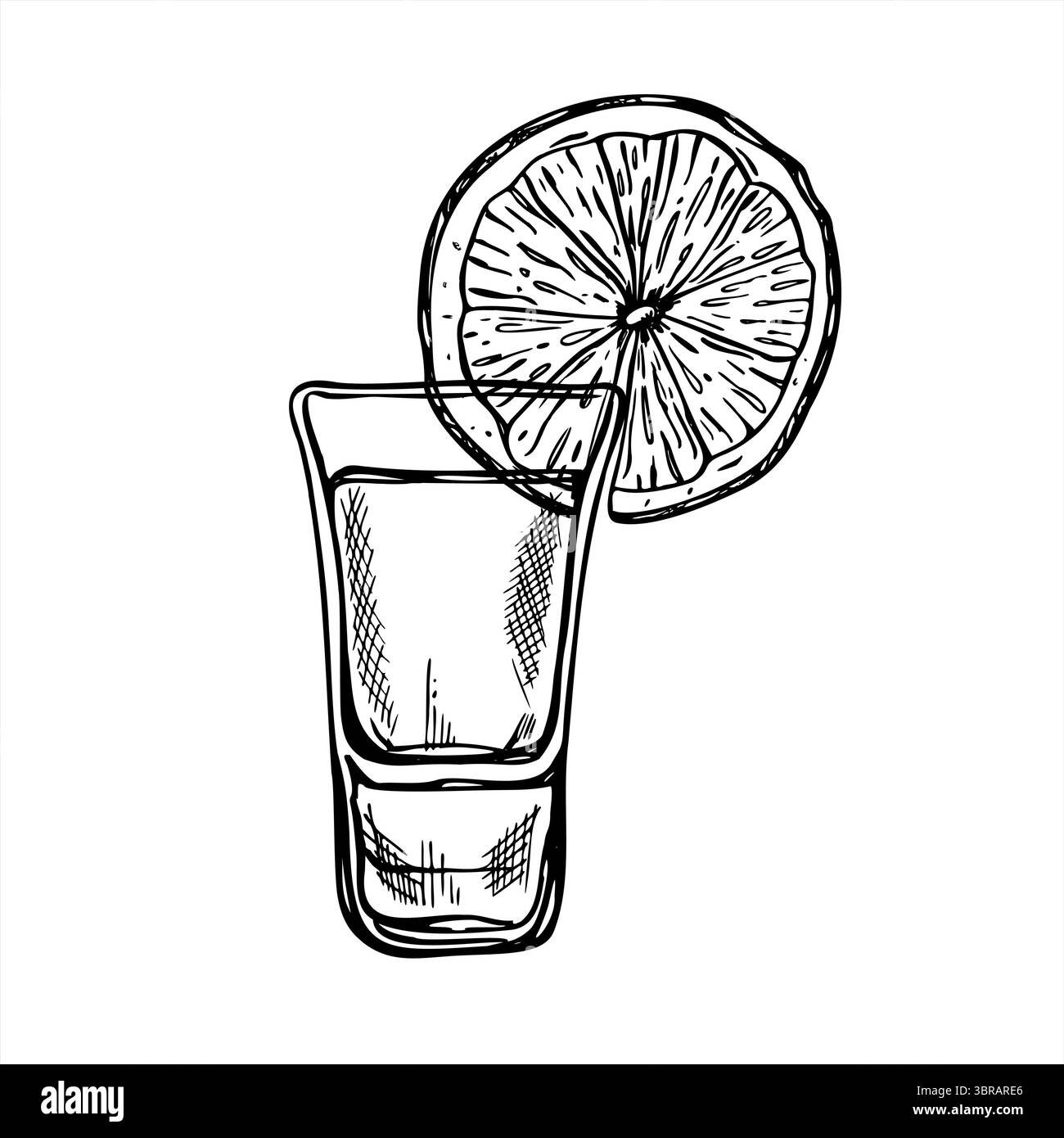 Shot glass vodka lemon Black and White Stock Photos & Images - Alamy