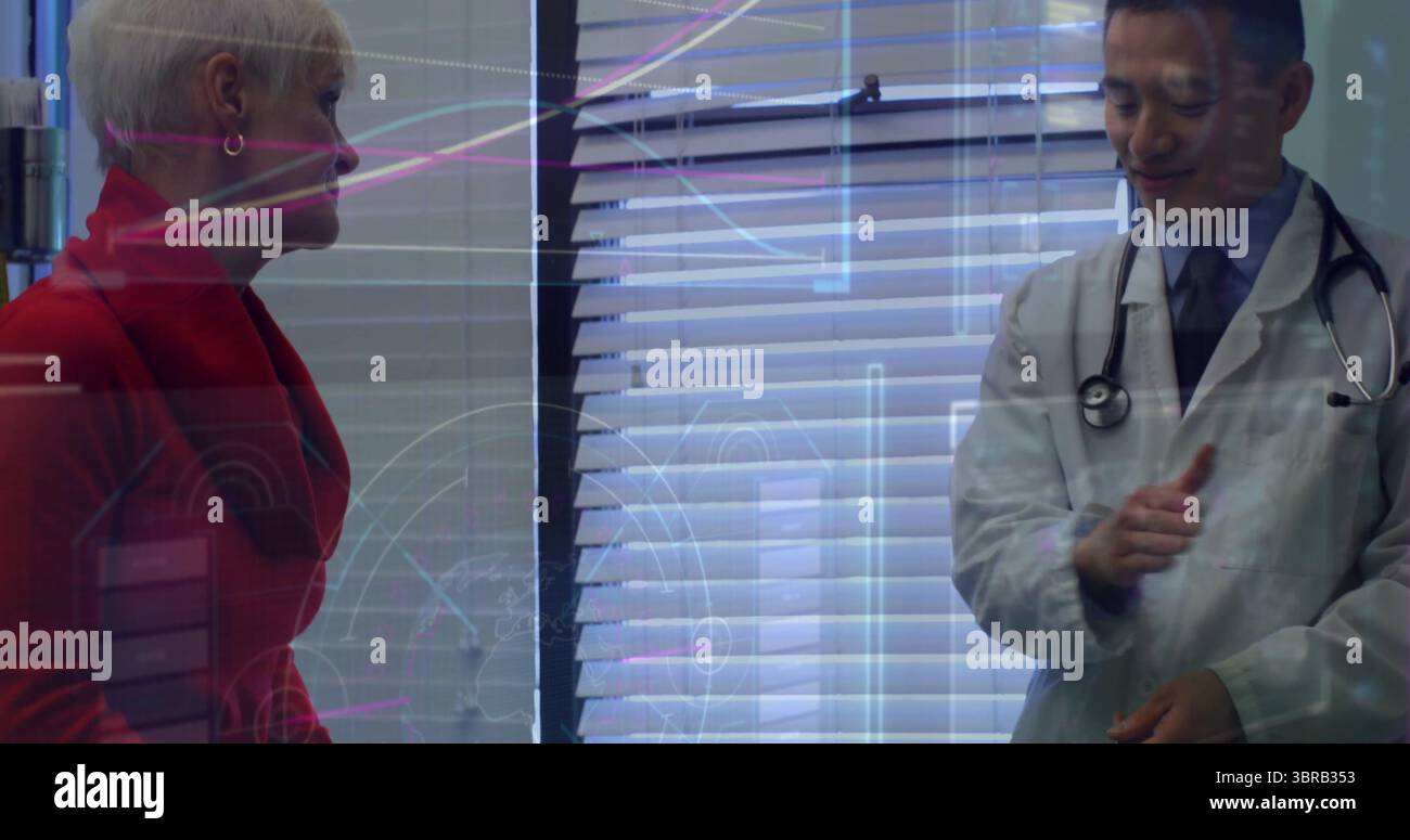 Discussing medical concerns doctor and patient in clinic, with ...