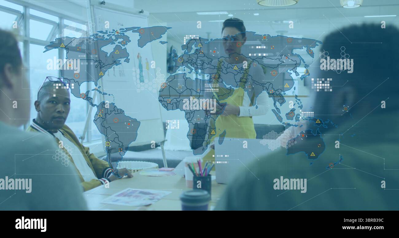 Presenting African American woman leading discussion in conference room ...