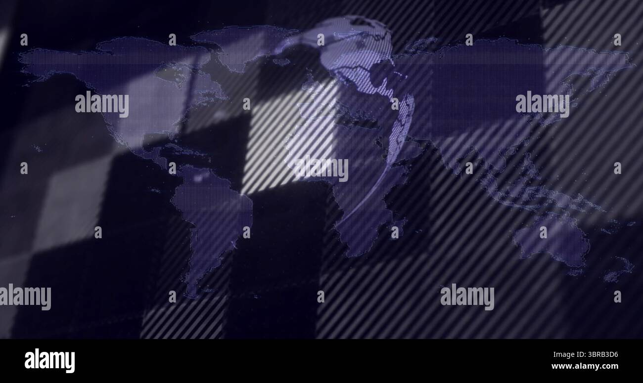 Displaying world map silhouettes on interface, with grid lines ...