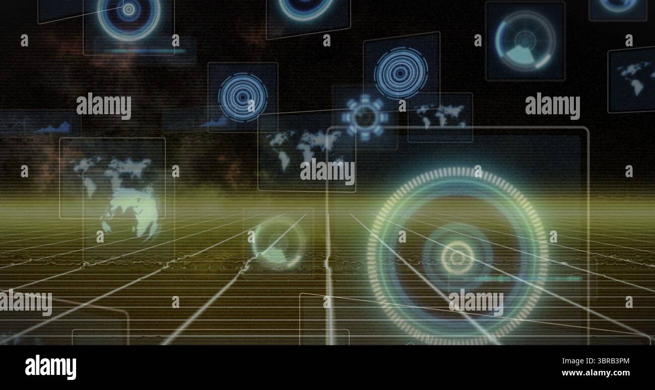Displaying HUD hovering over grid in simulation, with charts and ...