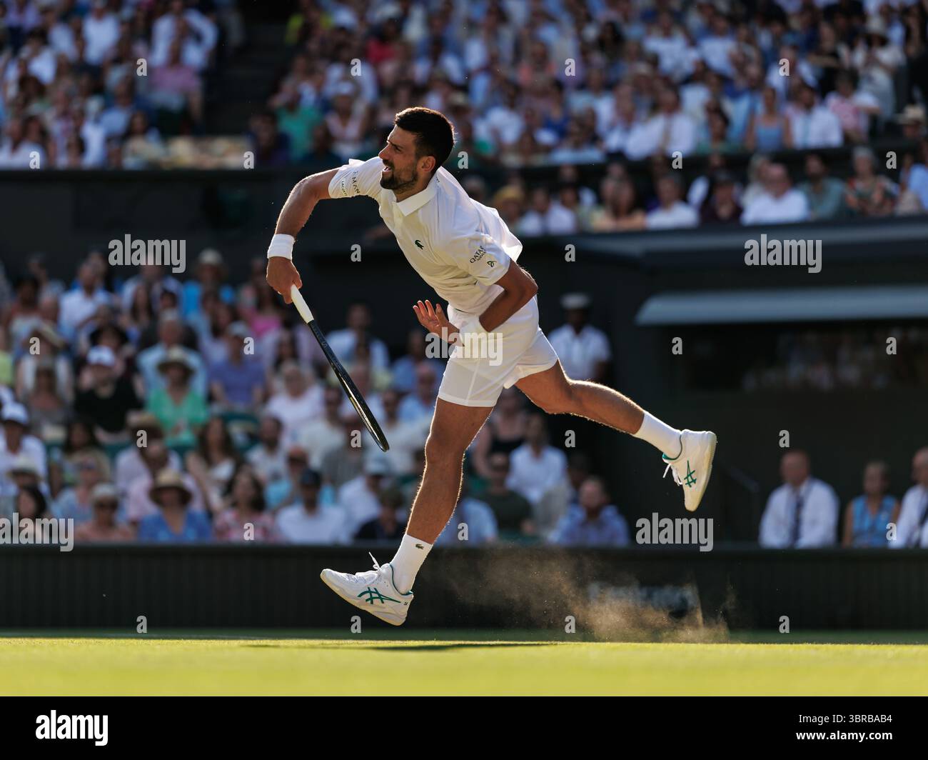 Wimbledon, UK. 11th July, 2025. Novak Djokovic (SRB) in the Gentlemen's semi-finals during ...