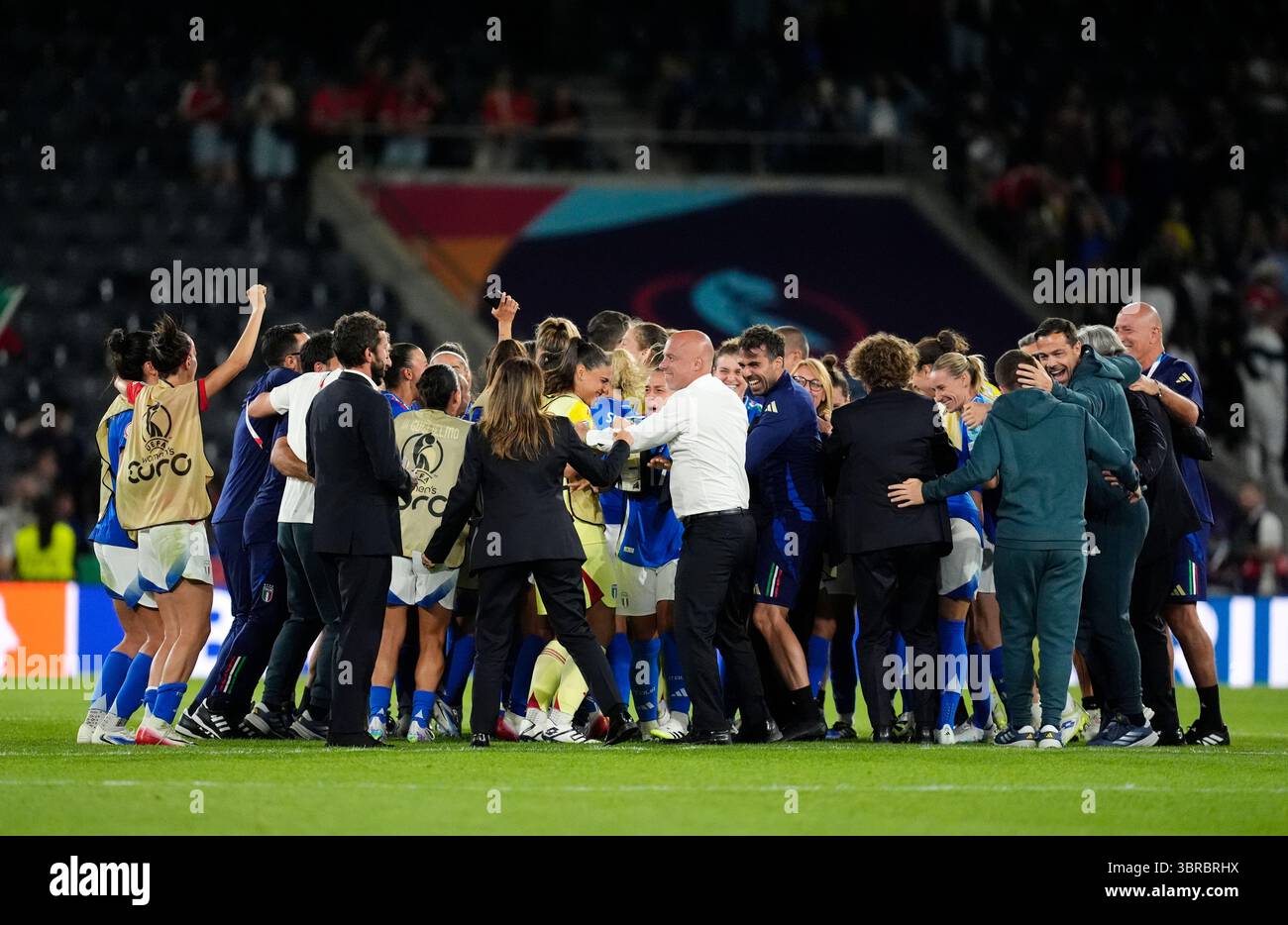 Italy manager Andrea Soncin celebrates with his team after the UEFA ...
