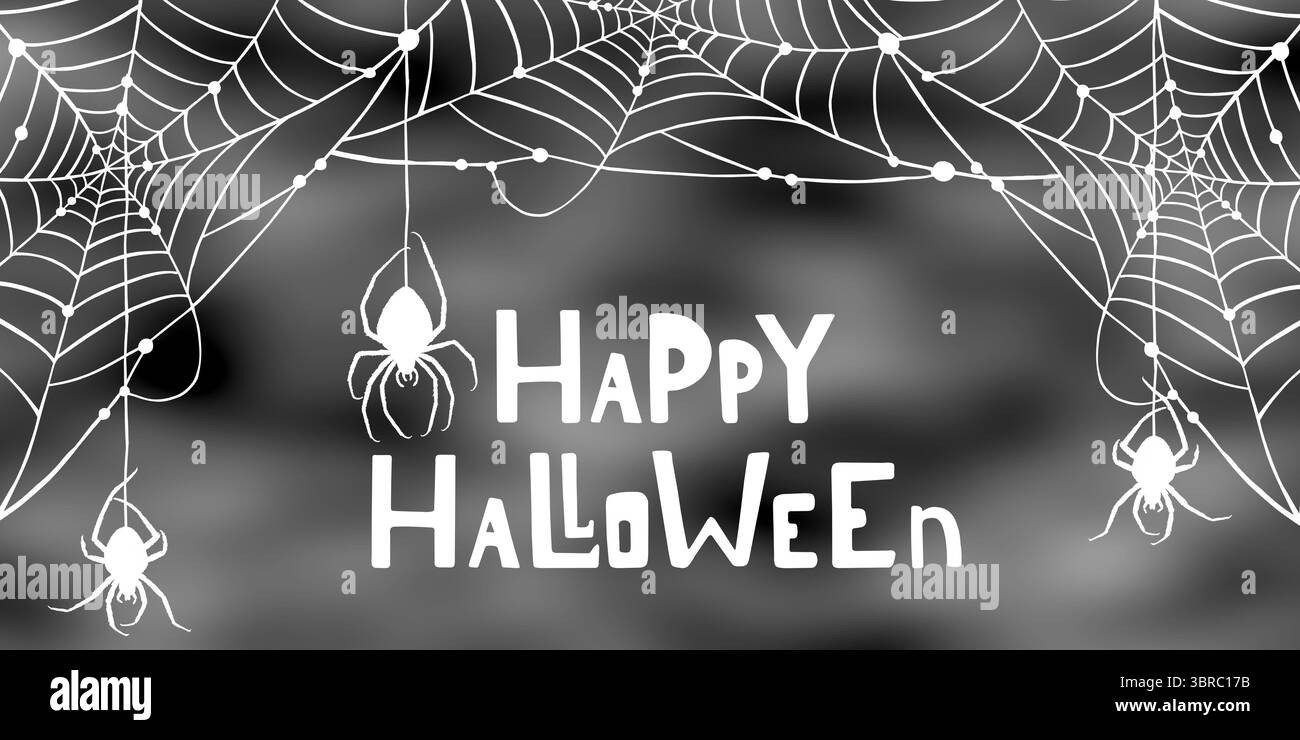 Spider web with beads and spiders banner for halloween party decoration ...
