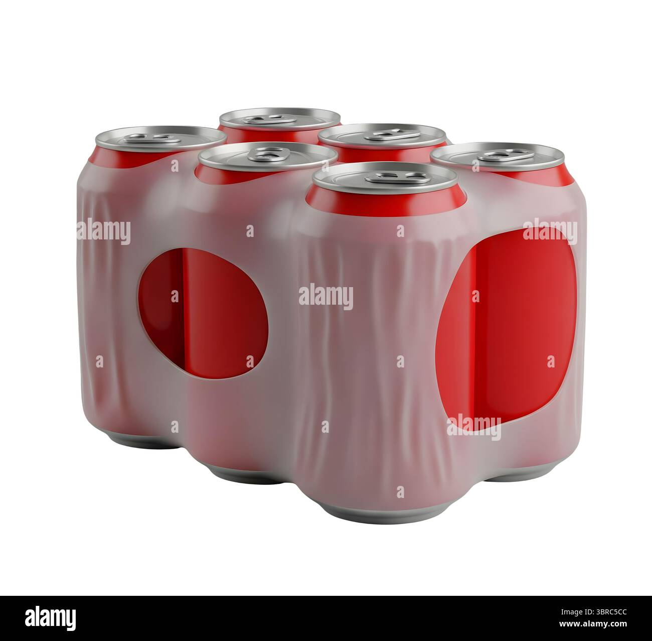 Pack of Beverage Cans in Shrink Wrap Minimalist 3D Rendering in a Soft ...