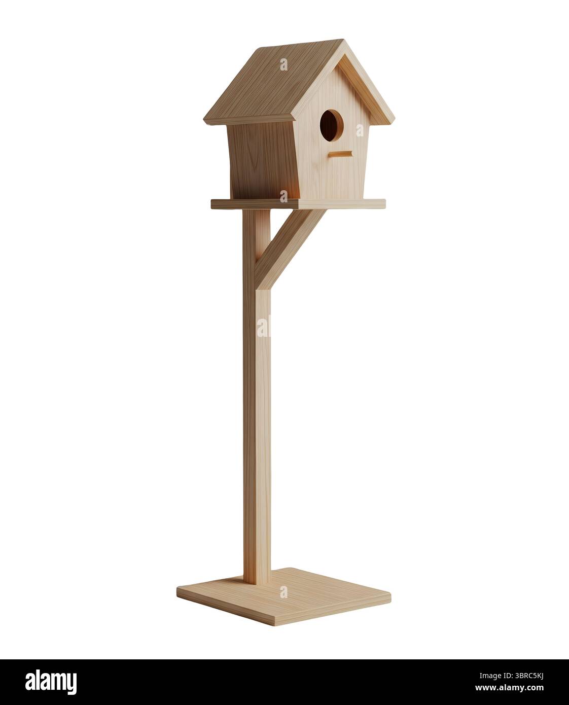 Simple Wooden Birdhouse on a Post Minimalist 3D Rendering in a Soft And ...