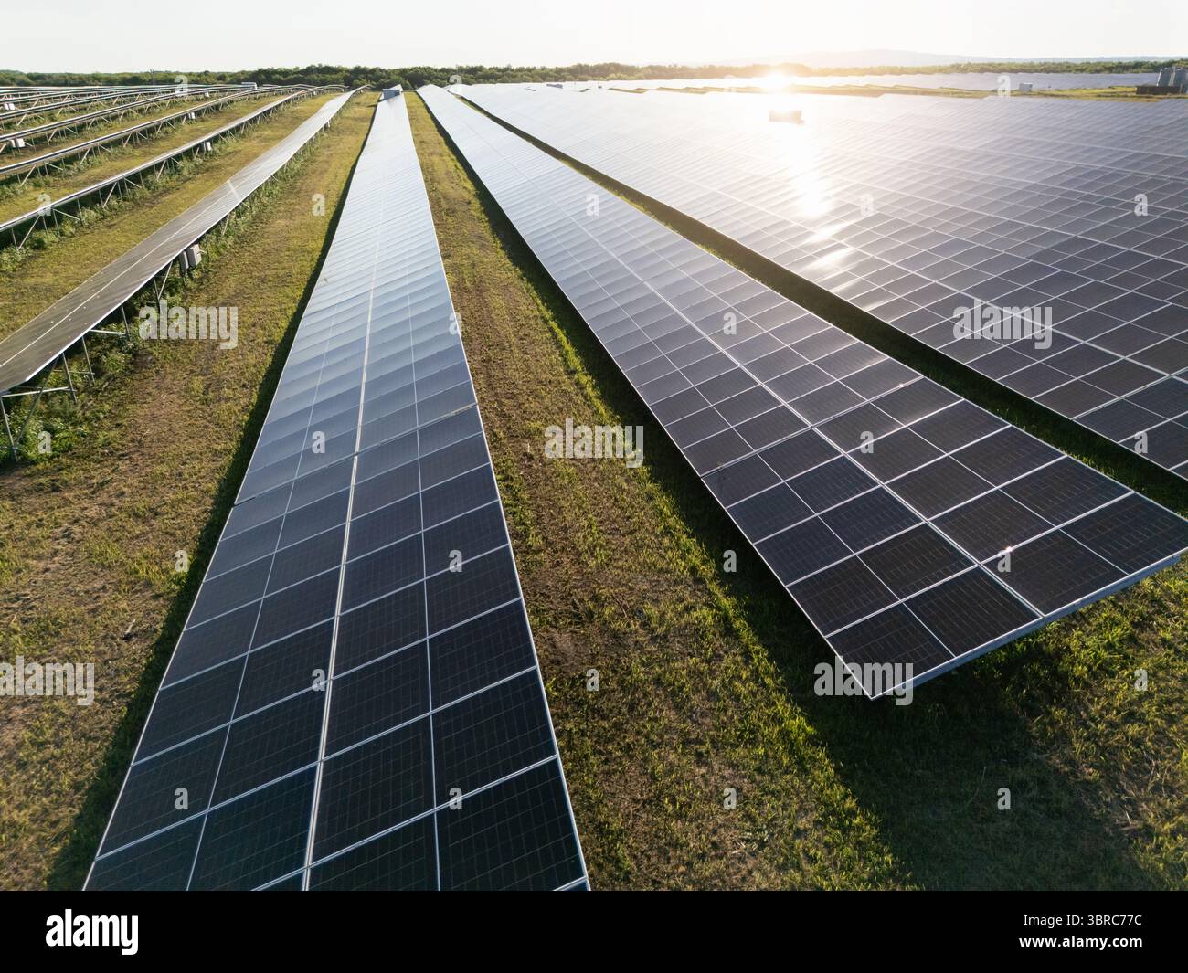 Aerial view of solar power station. Sustainable development Stock Photo ...