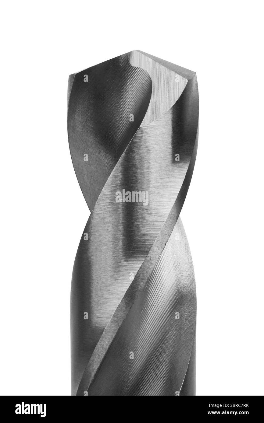 Drill bit close-up, isolated on white background Stock Photo - Alamy