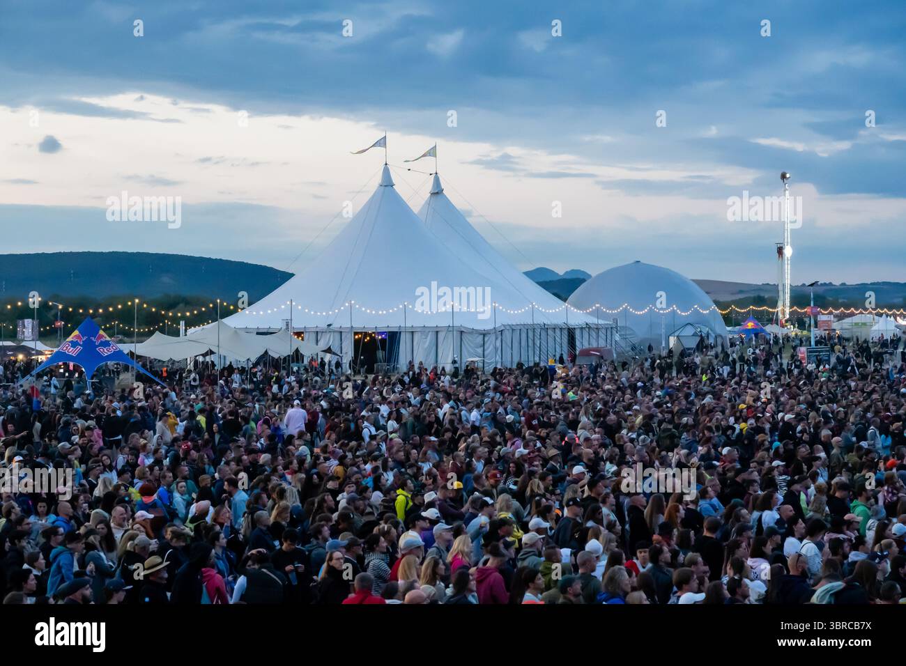 Trencin, Slovakia. 11th July, 2025. General view of the stage and fans ...