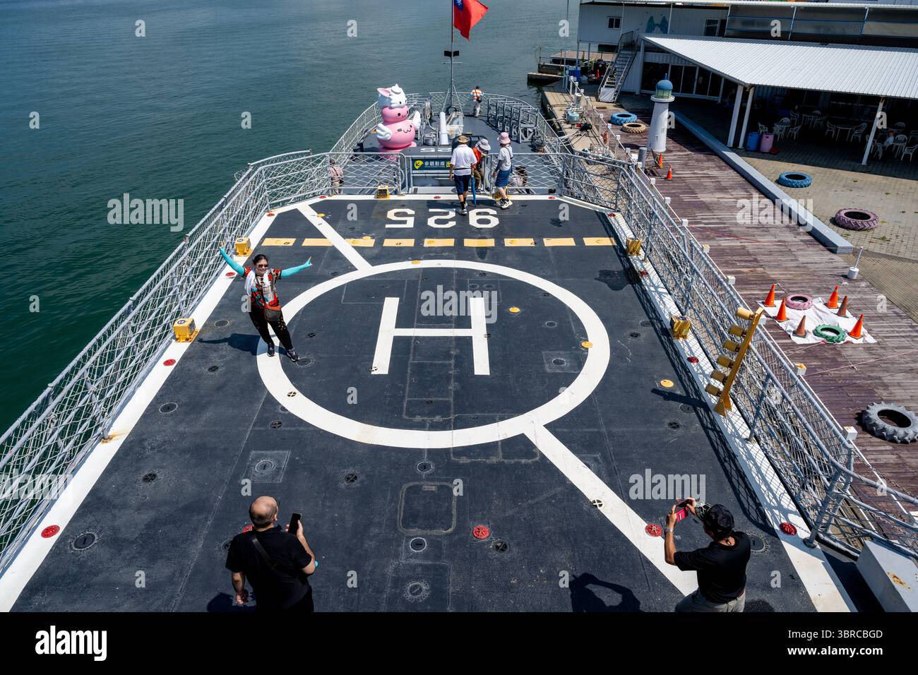 Tainan, Taiwan – Jun 30, 2025: A decommissioned navy ship helipad at ...