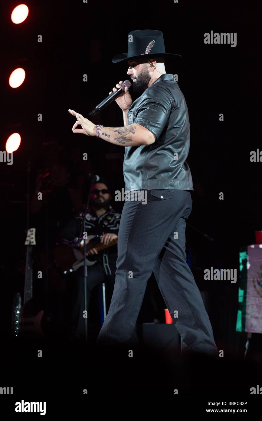 Mexican singer Carin Leon performs during the concert at the Movisatar ...