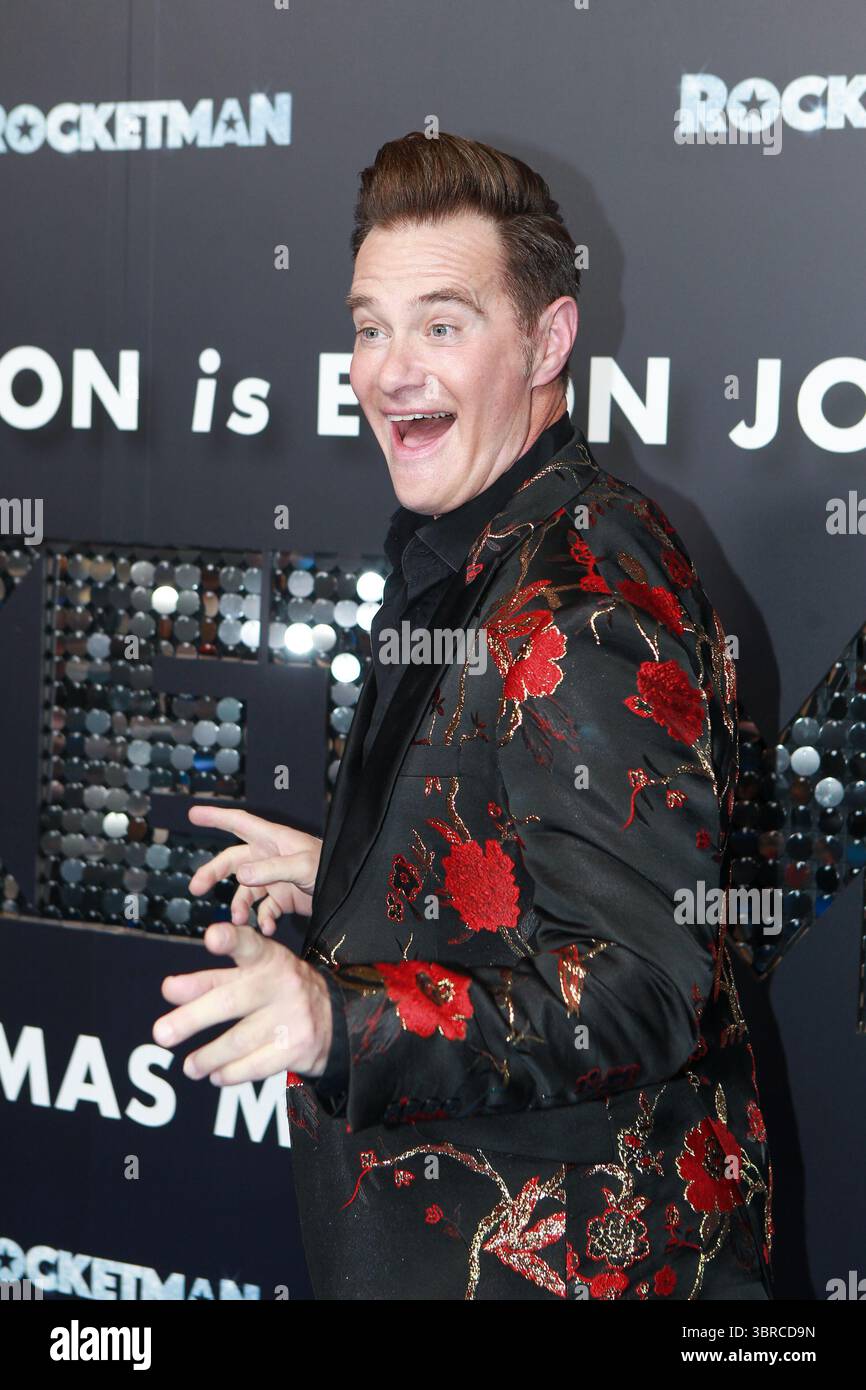Richard Reid arriving at the Rocketman premiere with Taron Egerton and ...
