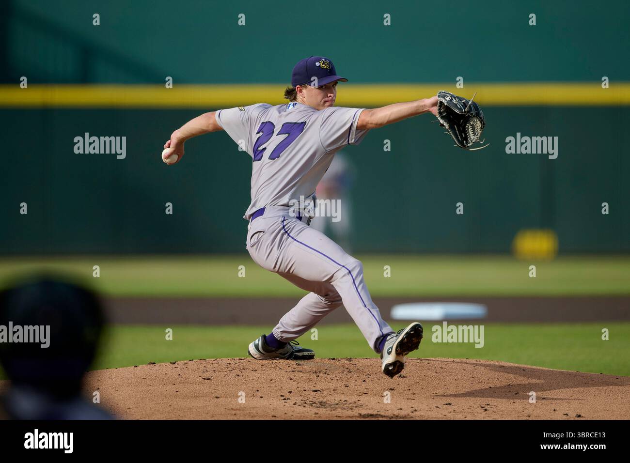 Fort Myers Mighty Mussels pitcher Michael Carpenter (27) delivers a ...