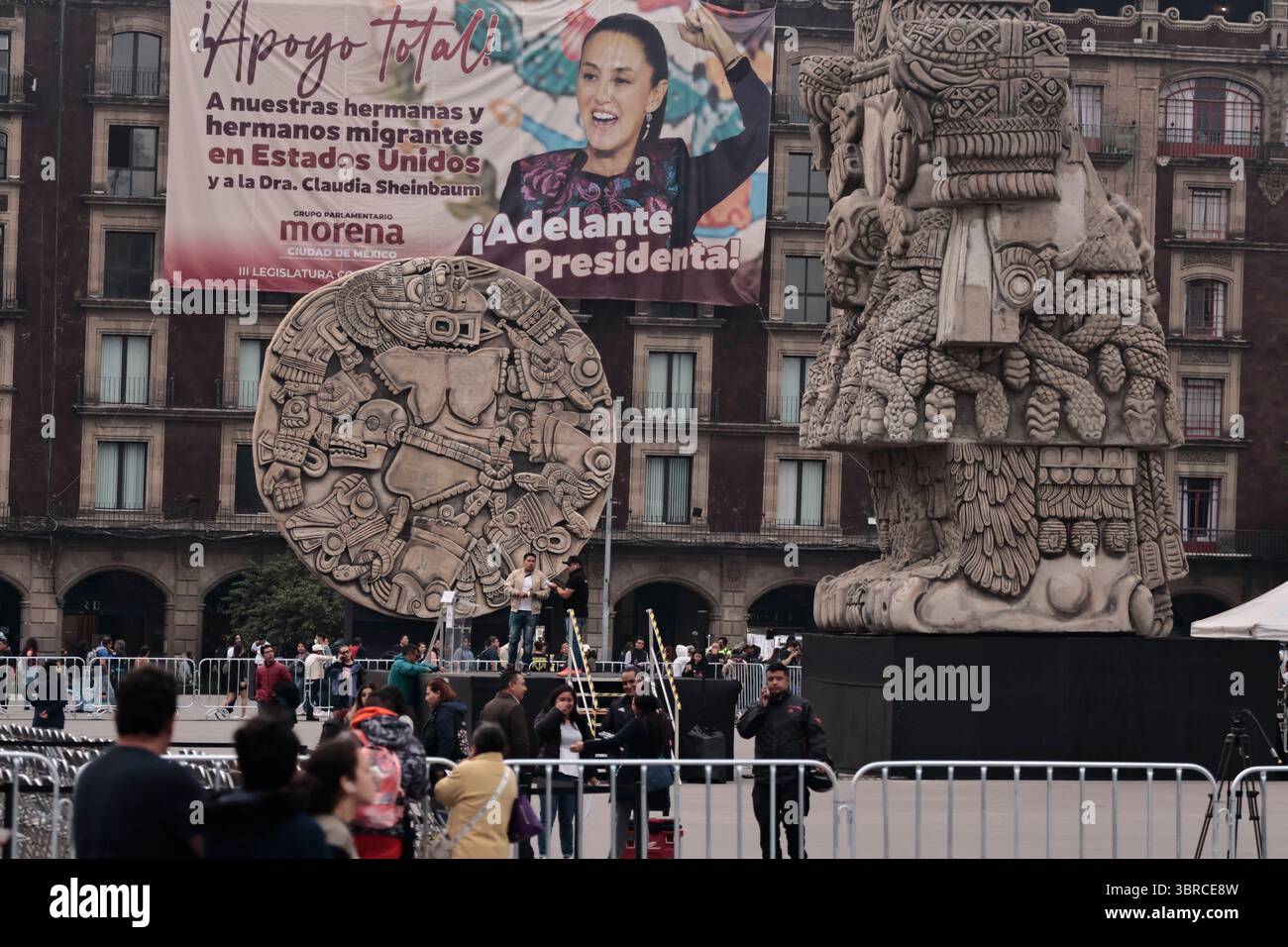 July 11, 2025, Mexico, Cdmx, Mexico: With giant pre-Hispanic figures ...