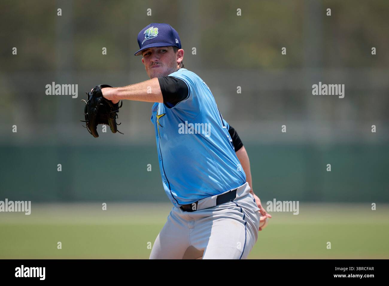 FCL Rays pitcher Trey Pooser (57) delivers a pitch during an MiLB ...