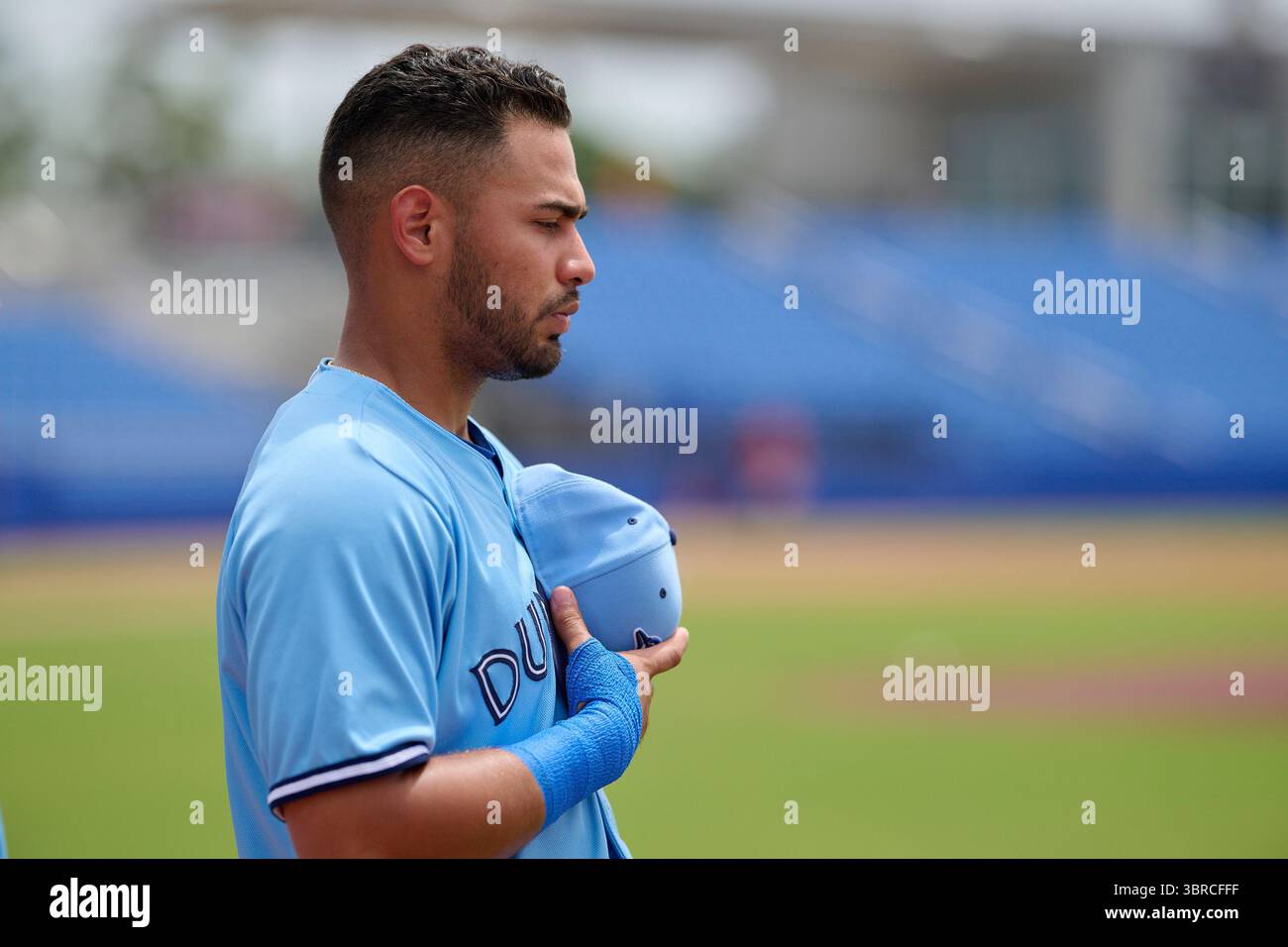 Dunedin Blue Jays Alexis Hernandez (11) during the national anthem ...