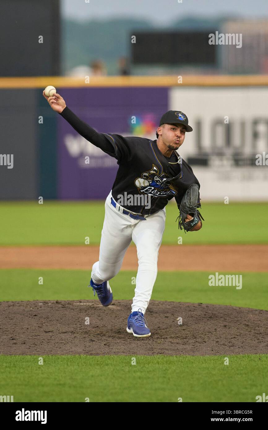 Quad Cities River Bandits pitcher Nicholas Regalado (33) delivers a ...