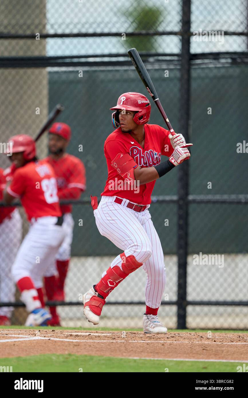 FCL Phillies Manolfi Jimenez (58) bats during an MiLB Florida Complex ...
