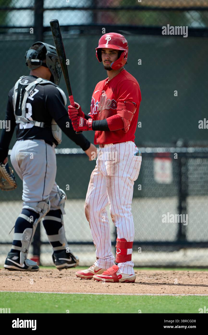 FCL Phillies Francisco Loreto (55) bats during an MiLB Florida Complex ...