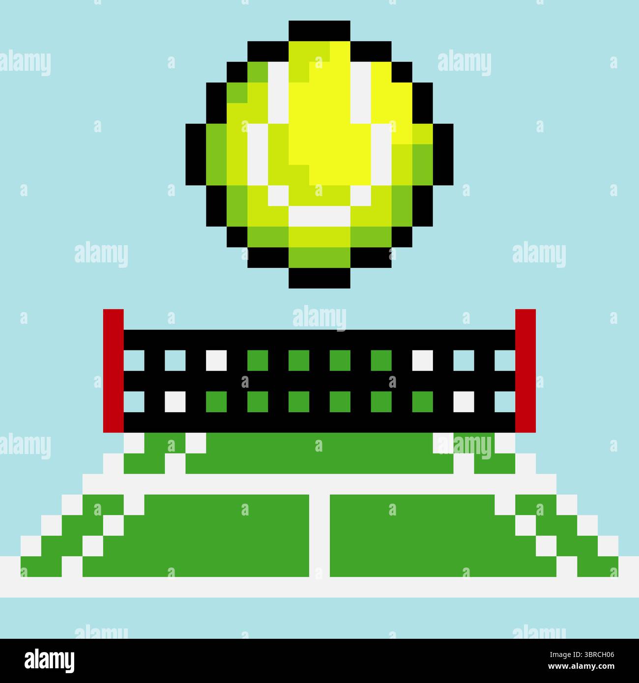 Tennis court background with tennis ball in pixel art Stock Vector ...