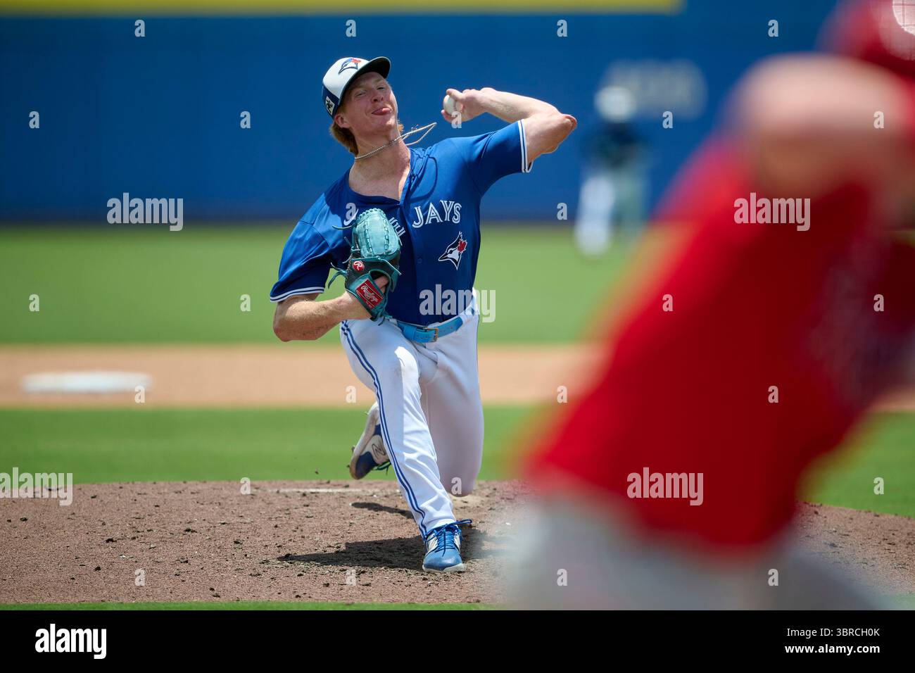 FCL Blue Jays pitcher Johnny King (11) delivers a pitch during during ...