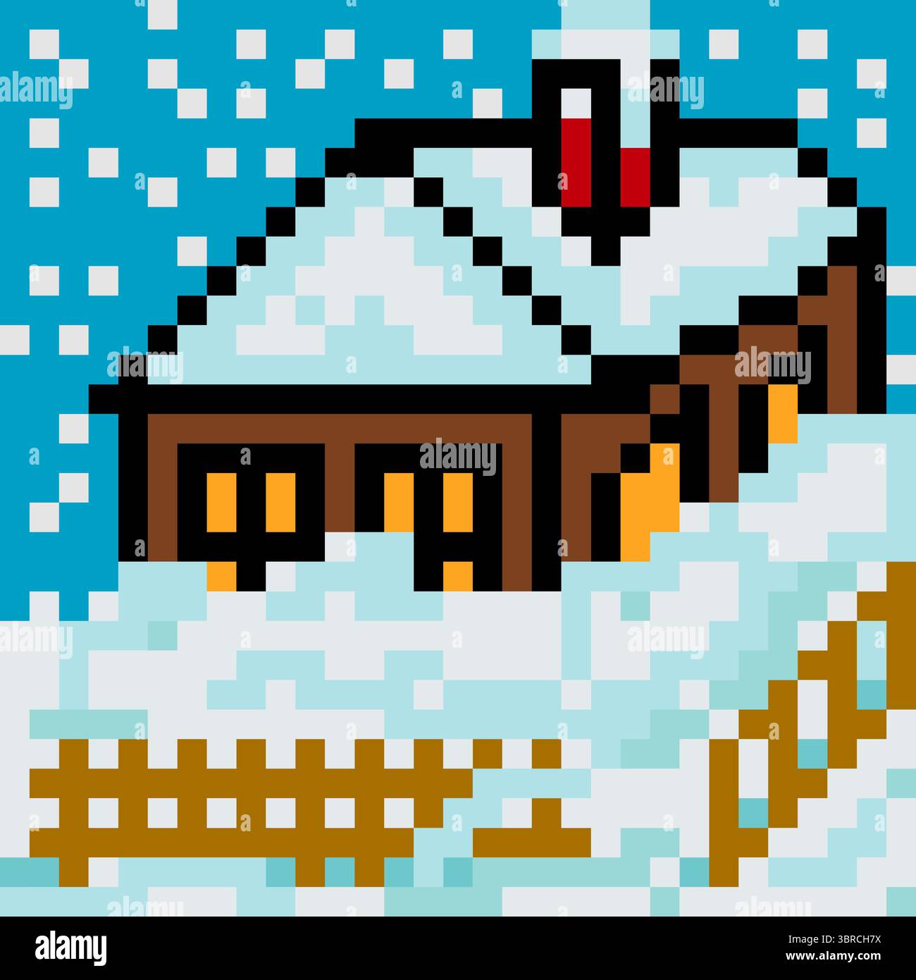 Village in winter pine Stock Vector Images - Alamy