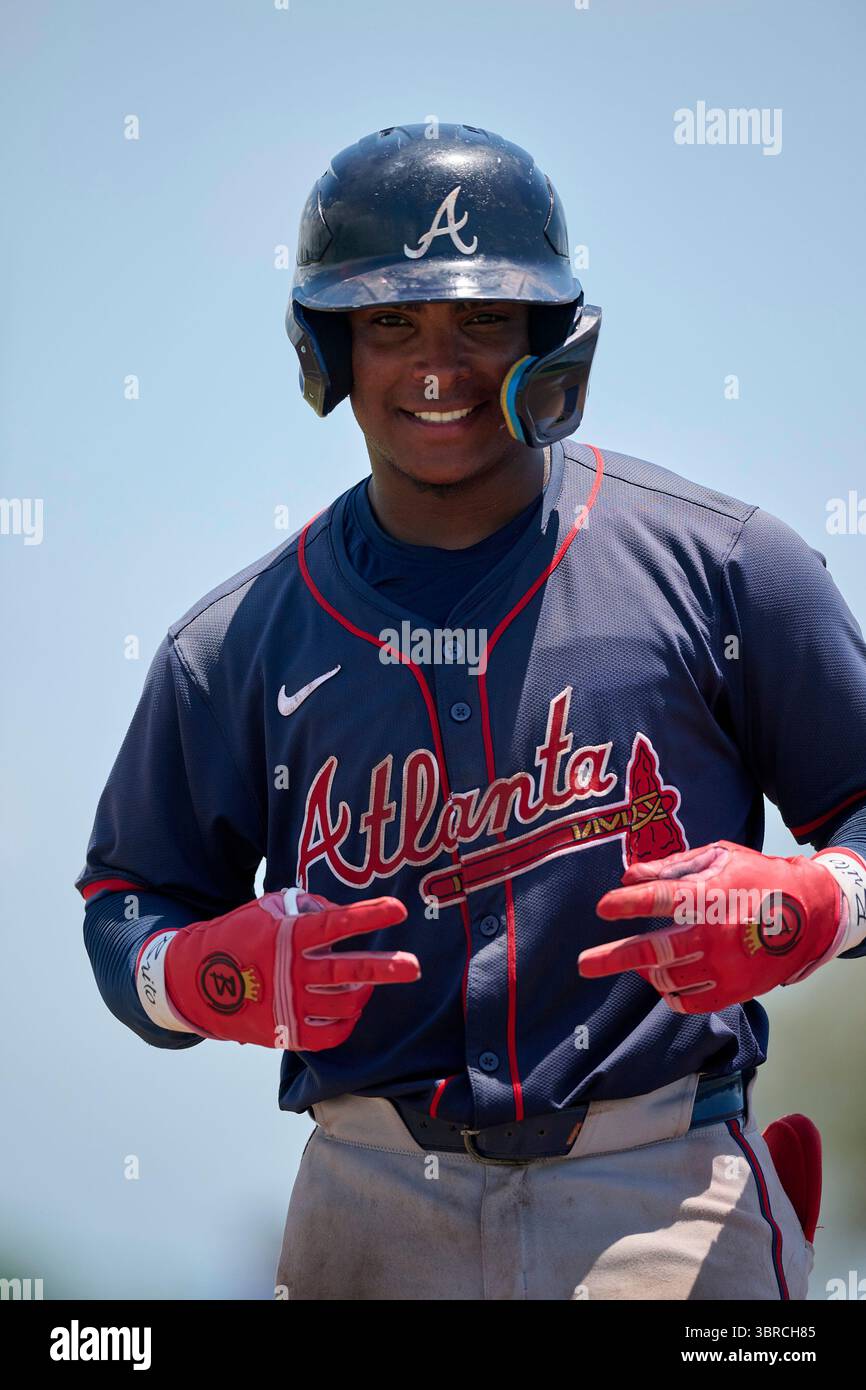 FCL Braves Mario Baez (9) on base during an MiLB Florida Complex League ...