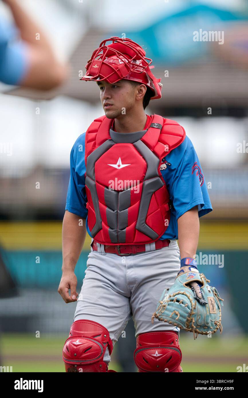 Clearwater Threshers catcher Kodey Shojinaga (22) during an MiLB ...