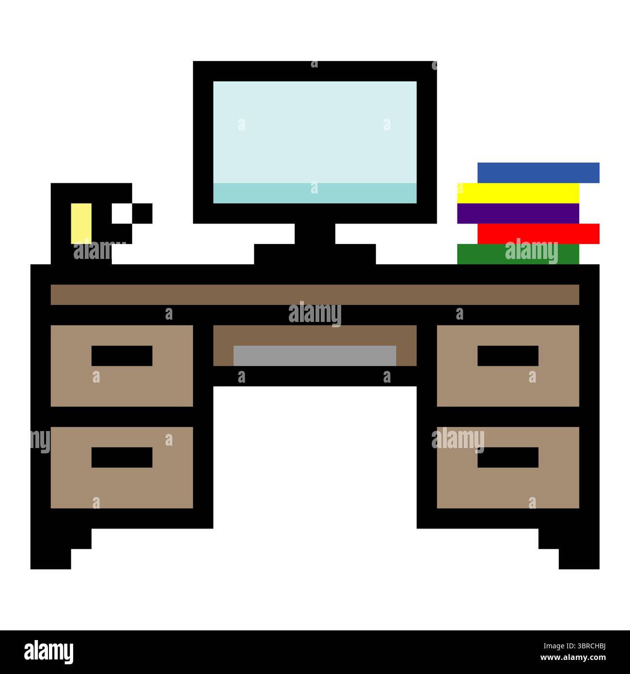 Office desk with pixel art. Office furniture with pixel art Stock ...