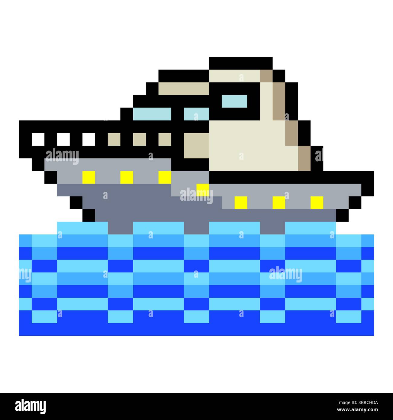 Yacht in pixel art style isolated on white background Stock Vector ...
