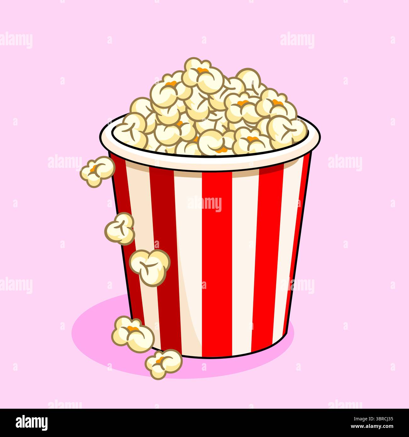 Popcorn Bucket with Kernels Vector Illustration Cartoon Design Stock ...