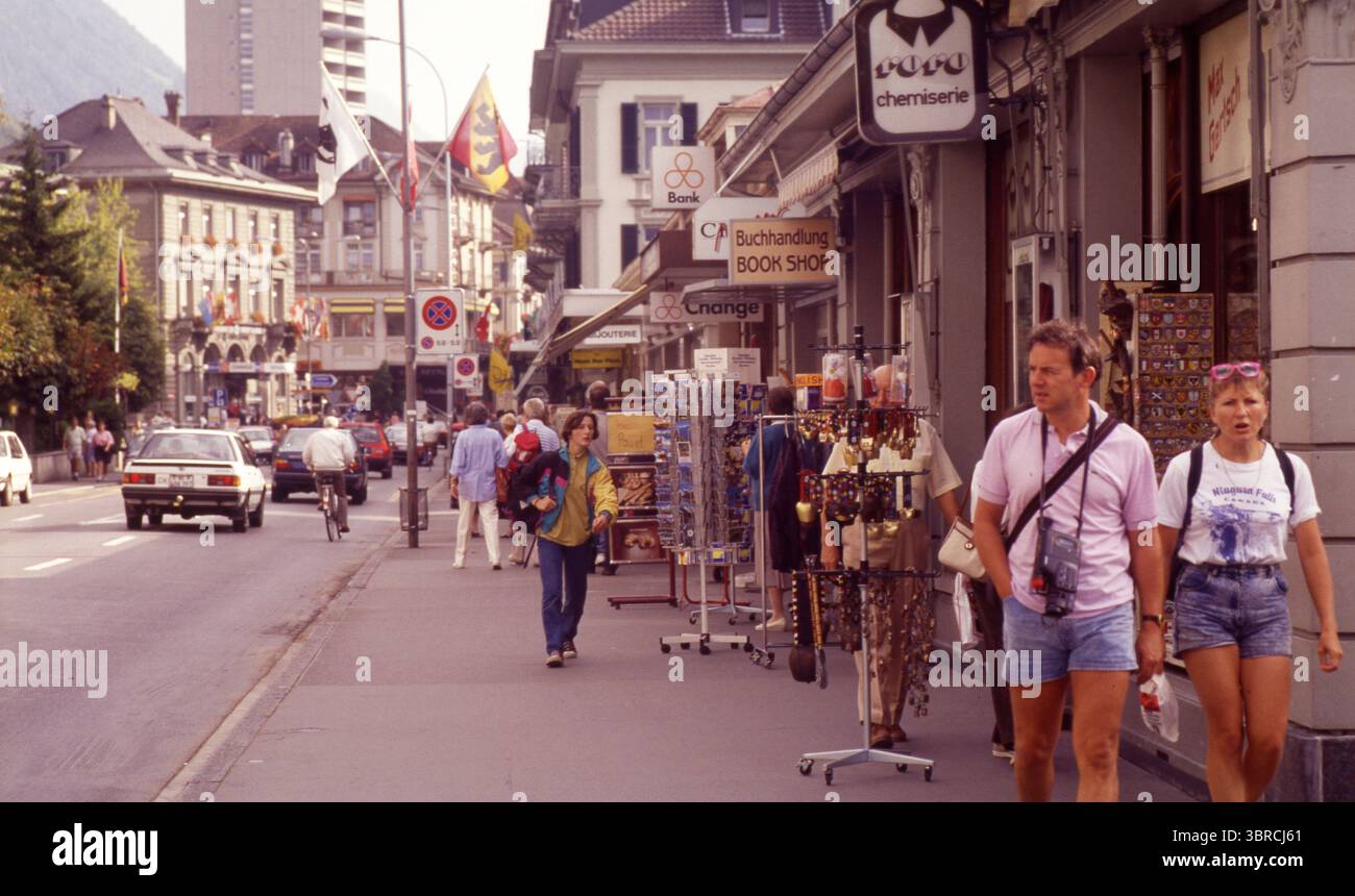 Bustling Shopping Street in Interlaken, Switzerland Stock Photo - Alamy