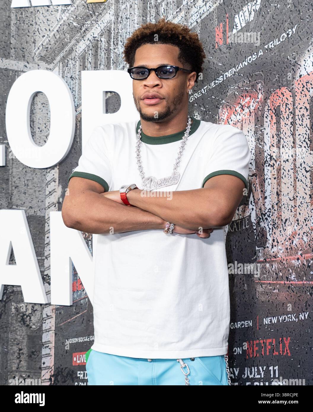 New York, NY, July 11, 2025: Devin Haney arrives for Katie Taylor vs ...