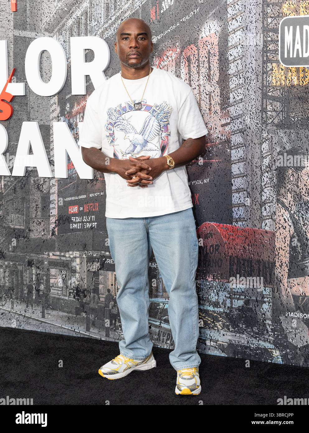 New York, NY, July 11, 2025: Charlamagne tha God arrives for Katie Taylor vs Amanda Serrano 3 ...