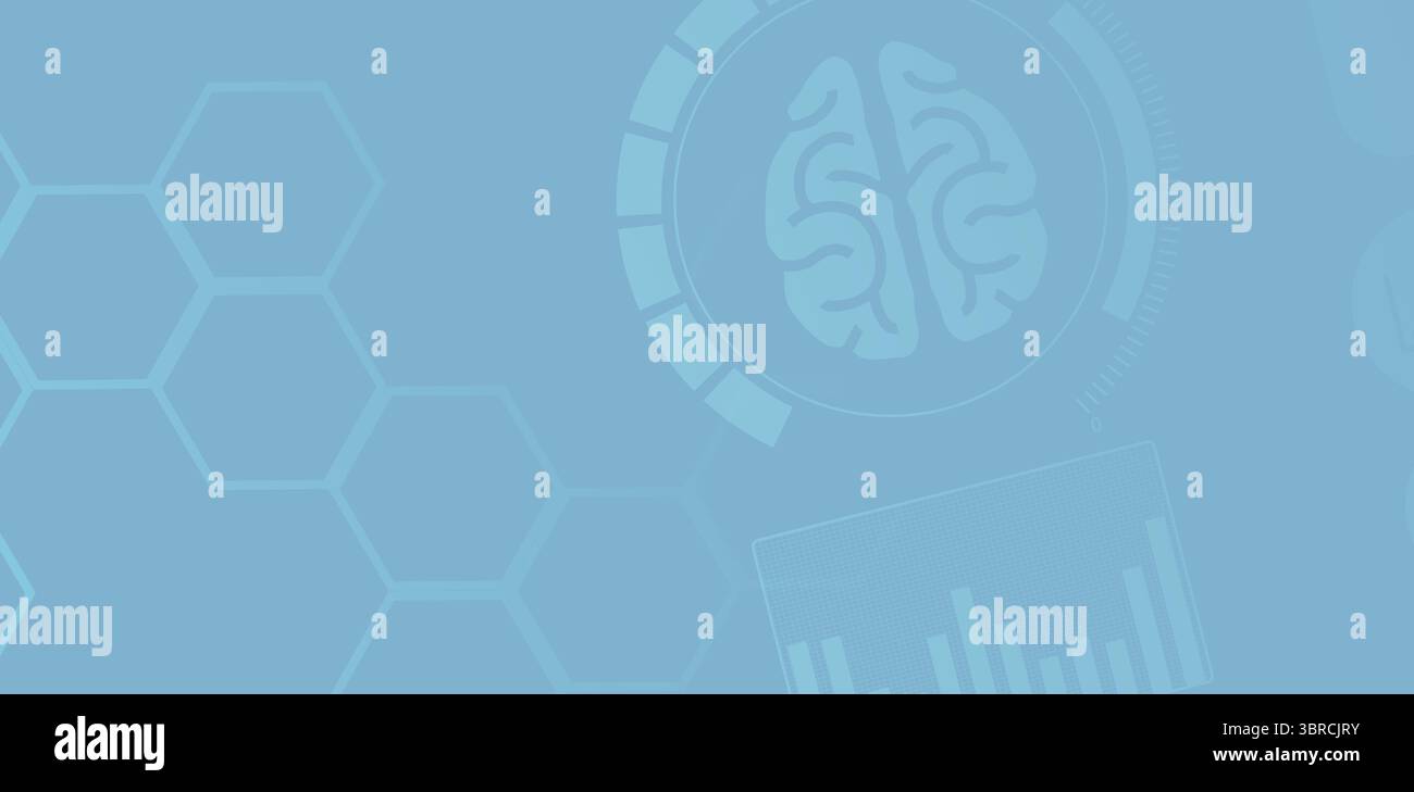 Flat design interface is displaying circular brain icon over ...