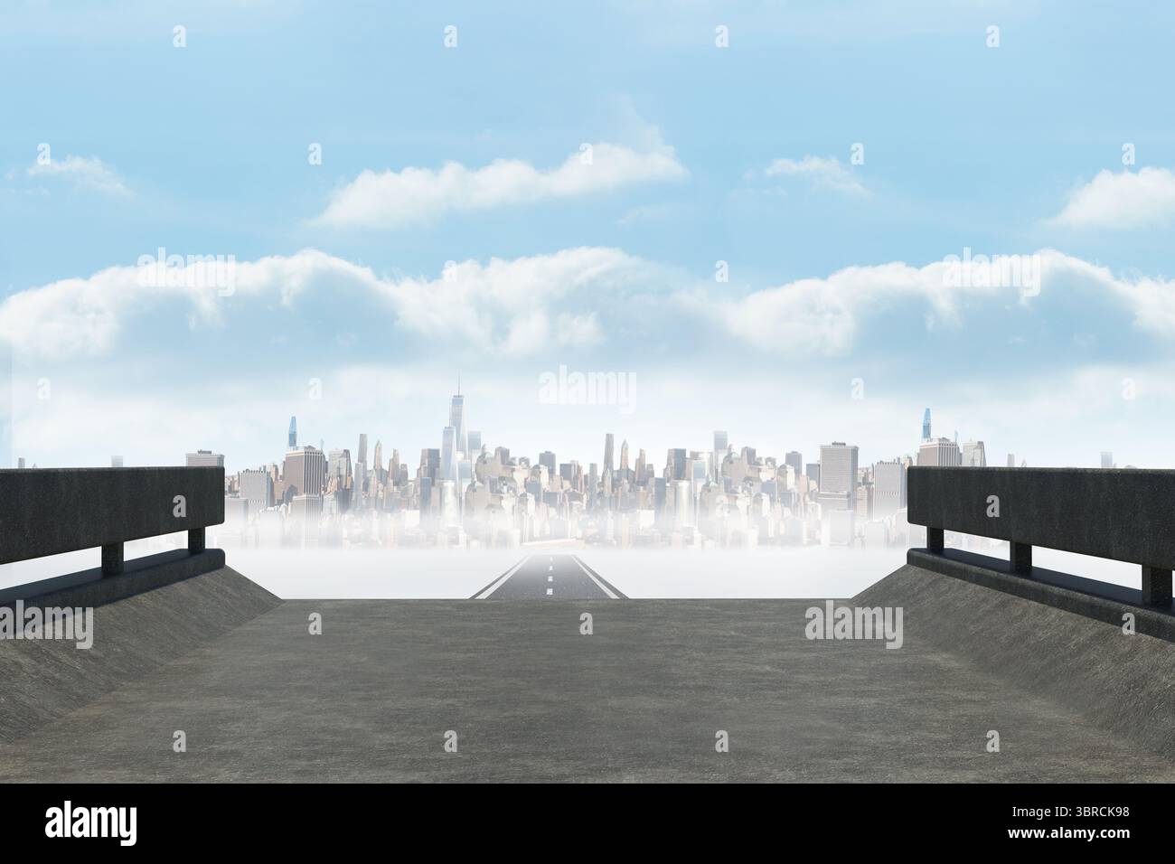 Concrete highway segment is stretching forward in flat design, ending ...
