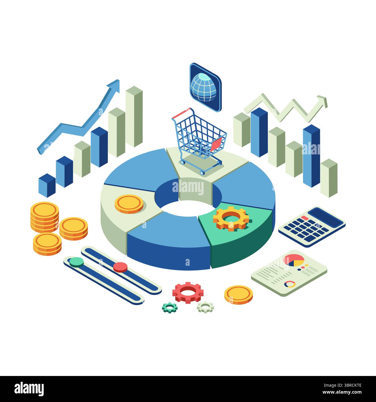 Isometric Market Share Expansion and Financial Analysis. Market Share ...