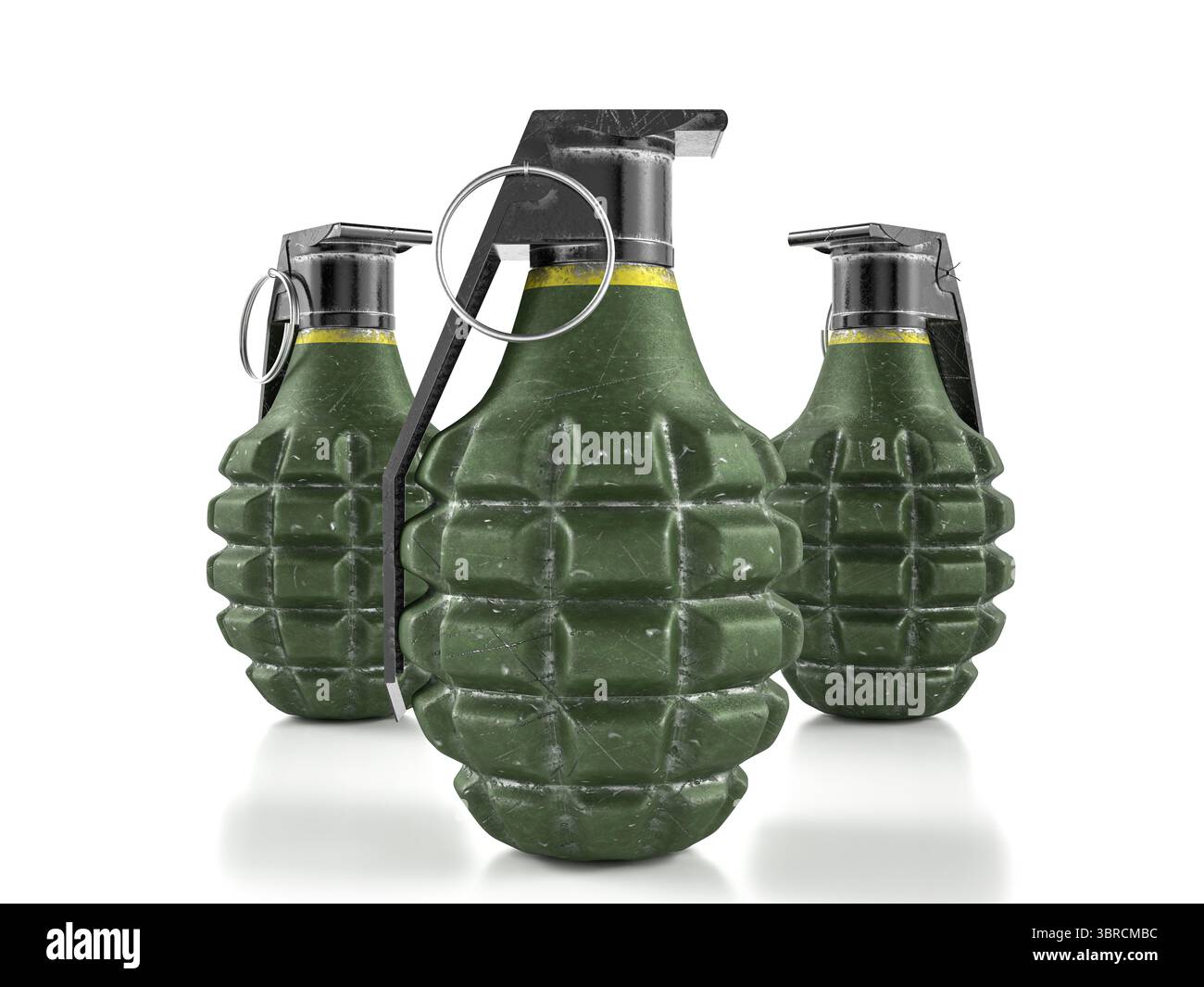 Grenades on a white background. 3d illustration Stock Photo - Alamy