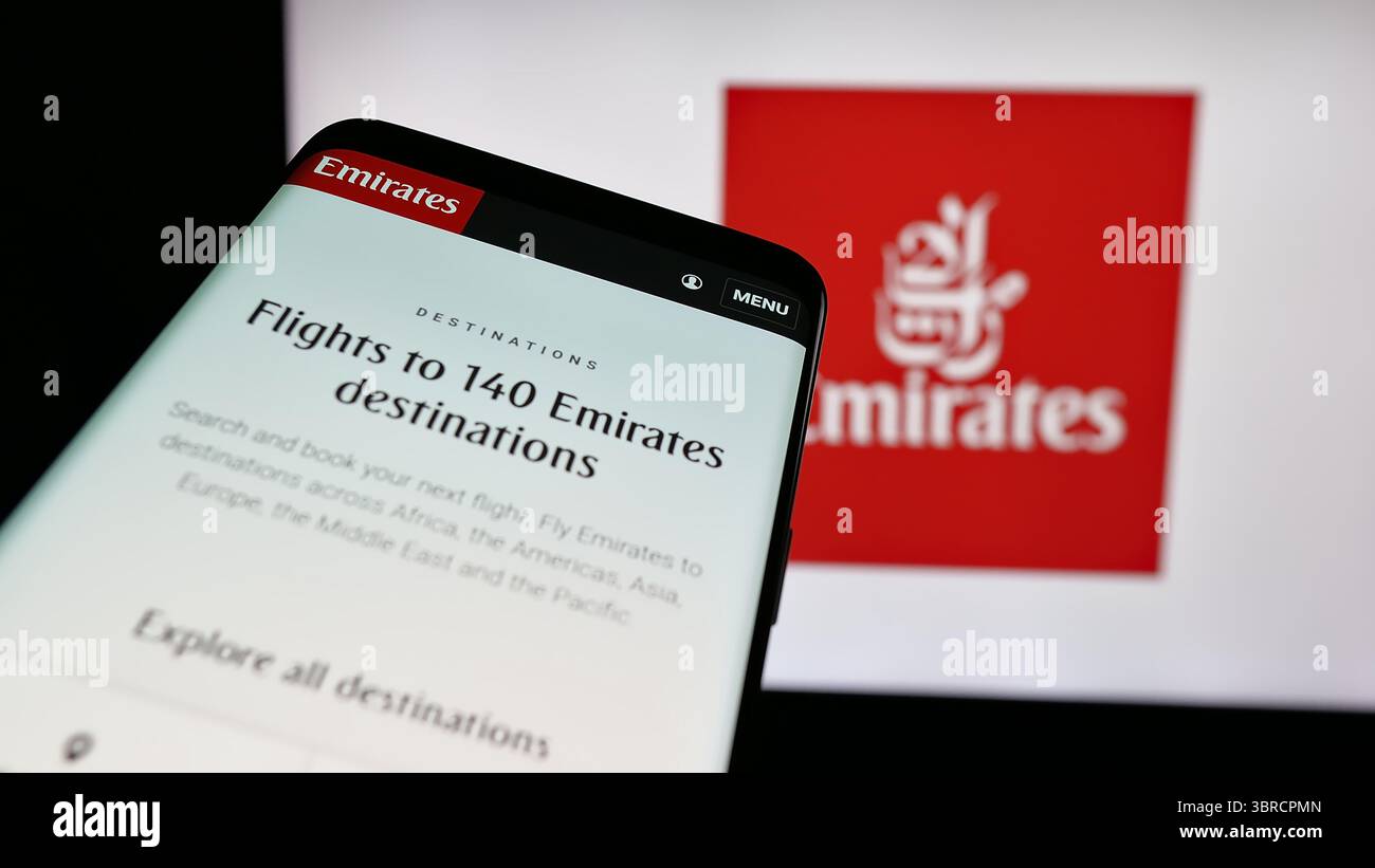 In this photo illustration, a mobile phone with the website of UAE ...
